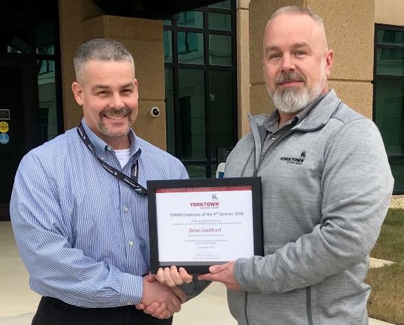Yorktown Announces the TEAMS Employee of 4th Quarter of 2018, Mr. Dean ...